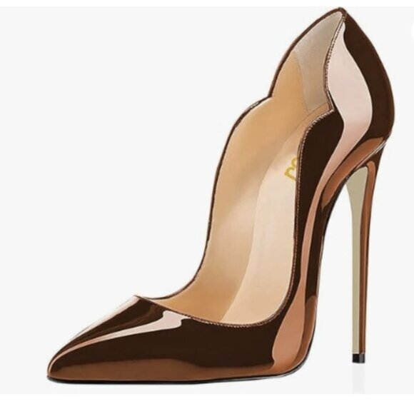 FSJ | Shoes | Fsj Women Classic Pointed Toe High Heels Sexy Stiletto Pumps Office Lady Brown ...